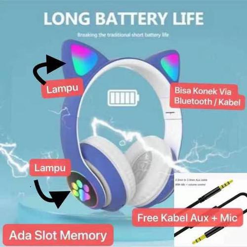 Jual cat ear headphone / Headphone kuping kucing / Nekomimi - Hitam ...