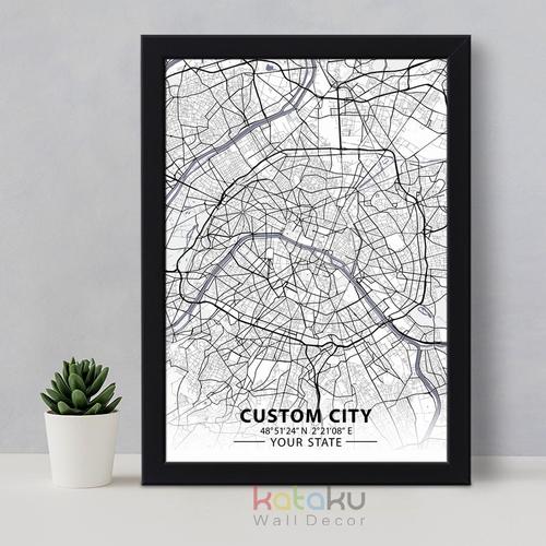 Promo CUSTOM City Map Art Poster Peta Kota Favoritmu Hiasan Dinding ...