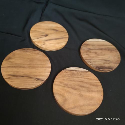 Jual coaster jati polos/tatakan gelas kayu/alas gelas kayu bulat 10cm ...