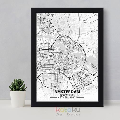 Promo Amsterdam City Map Art Wall Decor Poster Map Belanda Hiasan ...