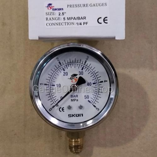 Jual Pressure Gauge Raket 2 1/2" (60 mm) x 50 Bar/5 Mpa SS Brass SKON - Jakarta Barat ...