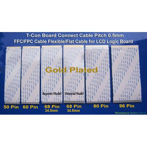 Jual Kabel Flexi 50 60 68 80 96pin T-Con TV LCD LED Logic Board Gold ...