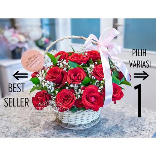 Jual Rangkaian Keranjang Bunga Asli Basket Fresh Flower Rotan Wisuda ...