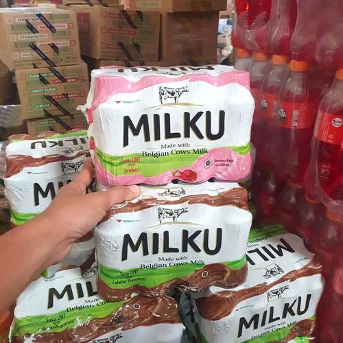 Jual CTN 12*200ML - SUSU MILKU UHT BOTOL PET COKLAT STROBERI / GOJEK ...