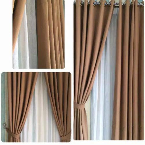 Jual gorden jendela minimalis polos blackout - coklat muda, L100x200 ...