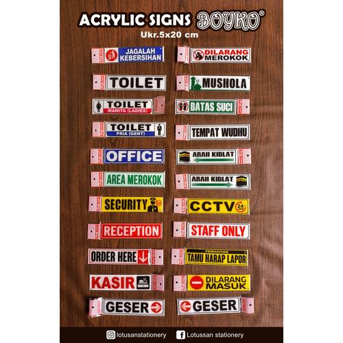 Jual ACRYLIC SIGNS 5X20 CM / PAPAN TANDA / PAPAN PETUNJUK / BOYKO ...