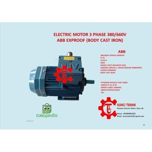 Jual ABB 0.75HP 0.55KW 3Phase 4Pole Induction Motor Explosion Proof B3 ...