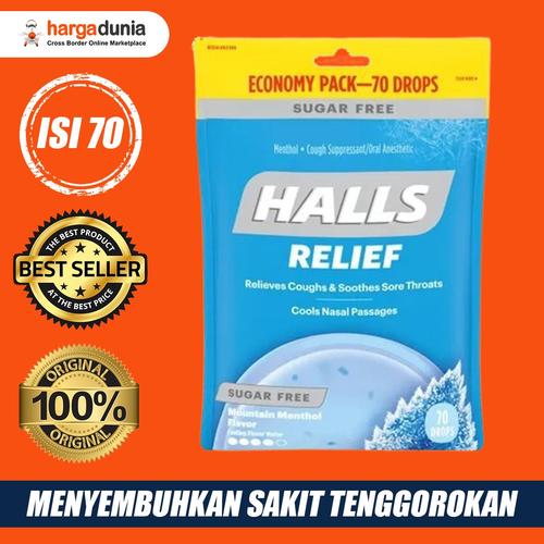 Promo Halls Sugar Free Menthol Permen Batuk Pilek Tenggorokan - Isi 70 ...