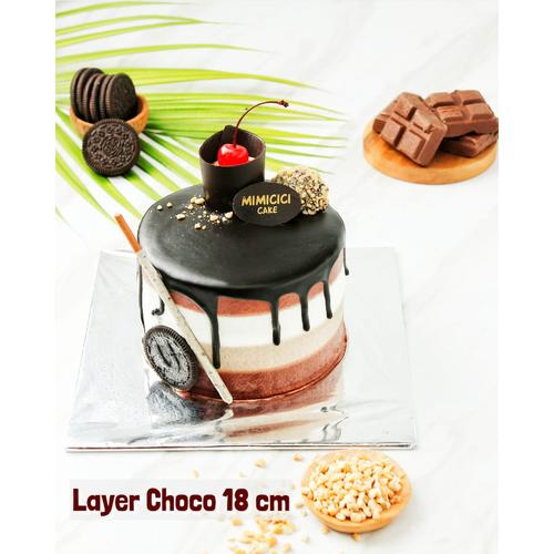 Jual Kue Ulang Tahun Layer choco 18 cm - Drip Cake - +lilin spiral ...
