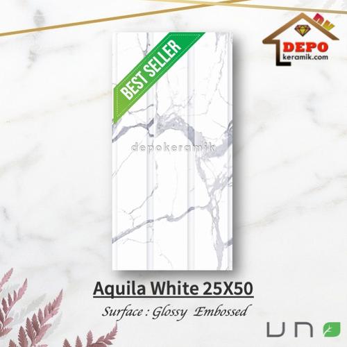 Jual UNO Aquila White 25x50 Kw1 Keramik Kilap Glossy Motif Marble ...