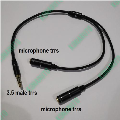 Jual TRRS 4 POLE aux 3.5 Splitter 1 Male to 2 Female mic+mic - spliter ...