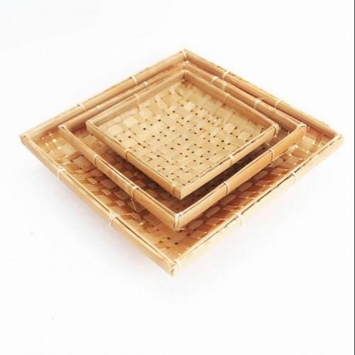 Jual Piring Bambu Kotak Anyaman / Nampan Lalapan Wadah Saji Makanan - L ...