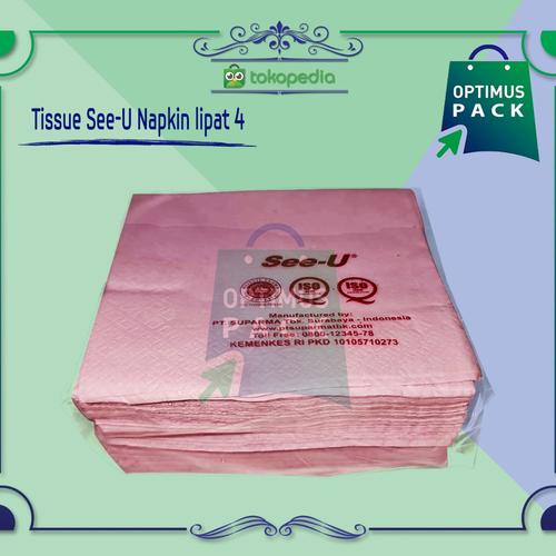 Jual Tissue Tisu See - U SeeU Cocktail Napkin Pink Lipat 4 isi 100 ...