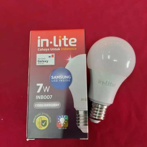 Jual Lampu Led bergaransi 7watt Cahaya putih In-lite LED BULD INB007 ...