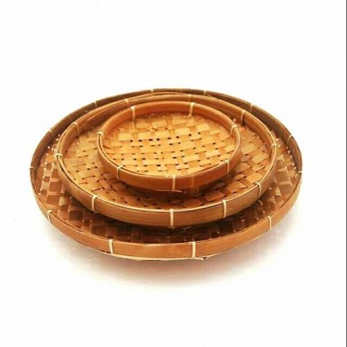 Jual Piring Bambu Bulat Anyaman / Nampan Lalapan Wadah Saji Makanan - S ...