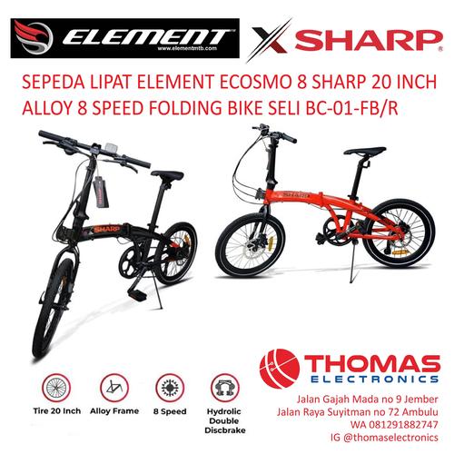 Jual SEPEDA LIPAT ELEMENT ECOSMO 8 SHARP 20" 8SPEED FOLDING BIKE BC 01 ...