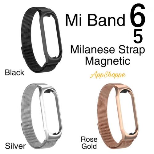 Promo Xiaomi Mi Band 6 5 Milanese Magnetic Loop Band Stainless Steel Strap - Black, Mi Band 6 ...