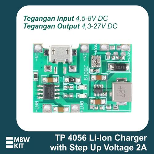 Jual TP4056 Charger Baterai Lithium Li-ion 18650 DC Step Up 2A ...