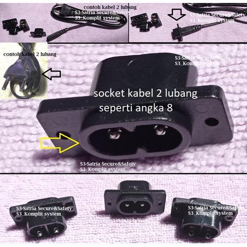 Jual Soket konektor kabel Power2 lubang / connector Socket AC 2 pin Angka 8 - Jakarta Timur - s3 ...