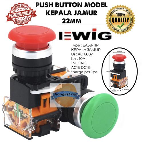 Jual PUSH BUTTON ON OFF 22mm MODEL JAMUR 10A 660V TYPE EA38-11M - Merah ...