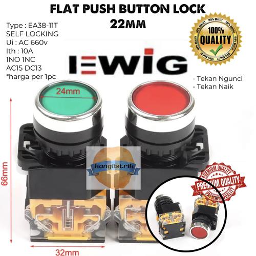 Jual PUSH BUTTON LOCK ON OFF 22mm FLAT BUTTON SWITCH 10A 660V TYPE EA38 ...