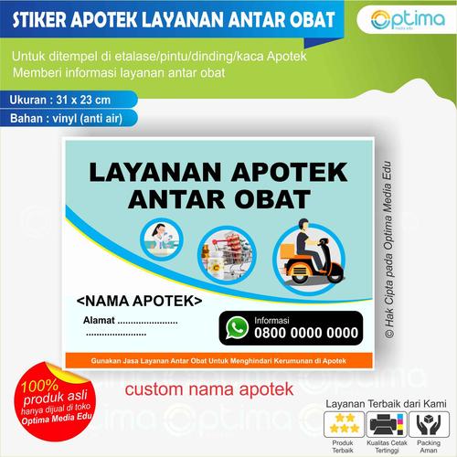 Jual STIKER LAYANAN ANTAR OBAT APOTEK / KLINIK/ PRAKTEK DOKTER BIDAN ...