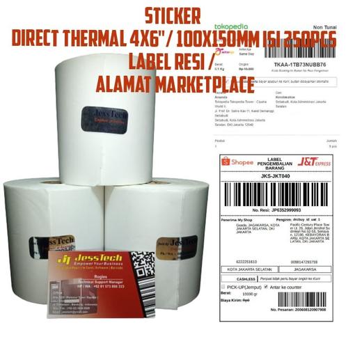 Jual LABEL BARCODE 100 X 150 mm KERTAS STICKER DIRECT THERMAL 250 pcs - Kota Bandung - JESSTECH ...