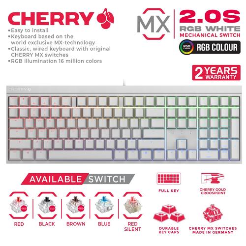 Promo Cherry MX Mechanical Gaming Keyboard White MX 2.0S RGB - RED ...