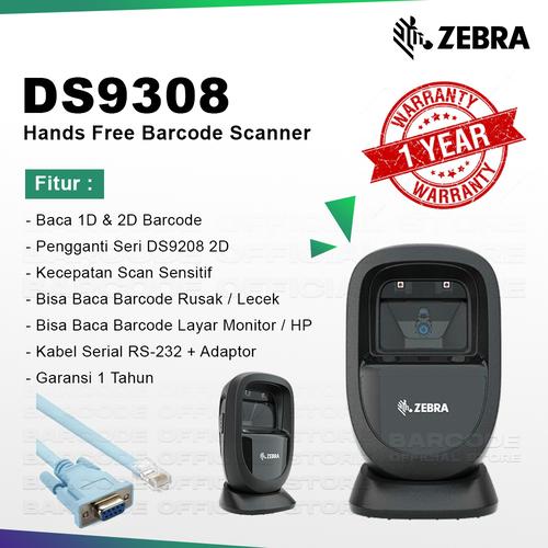 Promo 2D BARCODE SCANNER ZEBRA DS9308 2D Hands Free Duduk Kabel Serial ...