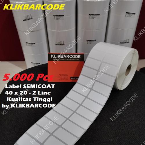 Jual LABEL BARCODE 40 X 20 (2 LINE) KERTAS STICKER SEMICOAT 40x20 ...
