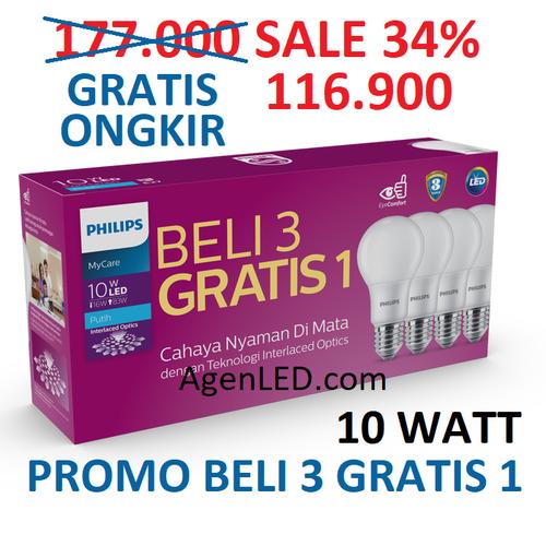 Jual PHILIPS Lampu LED 10W Bohlam 10 w watt PUTIH Bulb MyCare philip ...