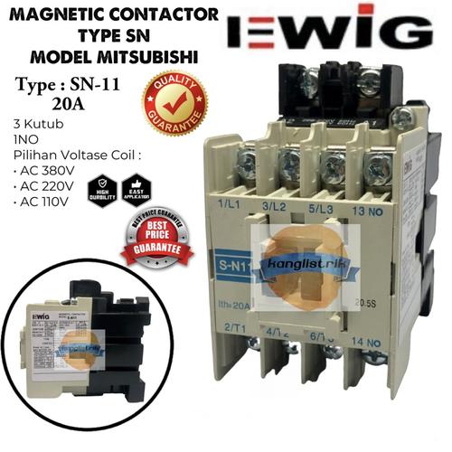 Jual KONTAKTOR CONTACTOR SN 11 VOLTASE 220/380/110vAC EWIG - AC 220V ...