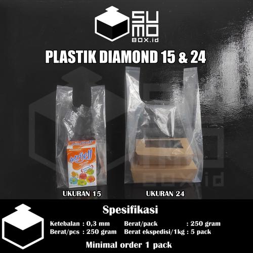 Jual Kresek PE Bening Diamond ukuran 15 24 TEBAL 250gr / Kantong ...