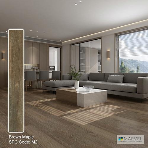 Jual MEREK MARVEL Lantai Kayu Vinyl Klik / SPC 4mm Brown Maple M2 ...