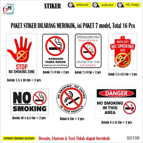 Jual Stiker Dilarang Merokok (1 paket = isi 15 pcs) - Kota Depok ...