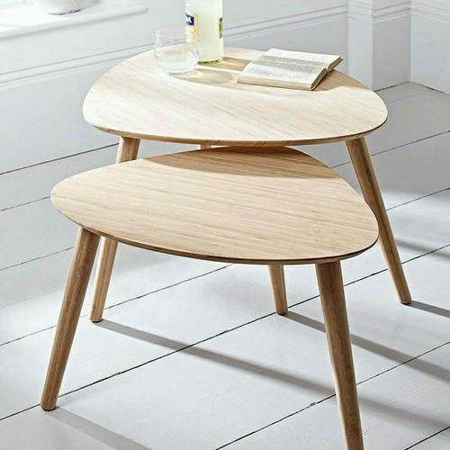 Jual meja segitiga satu set dapat dua Coffee table minimalis - Putih ...