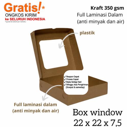 Jual Dus kraft coklat 22x22x7,5 Laminasi / box Kotak nasi / kotak Kue ...
