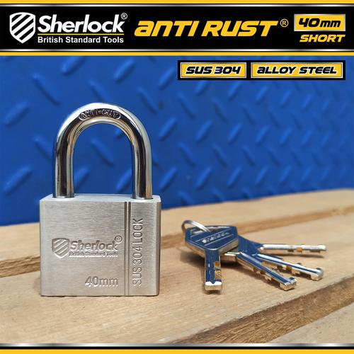 Jual SHERLOCK Gembok ANTI RUST 40 mm pendek -Stainless Steel 304 anti ...