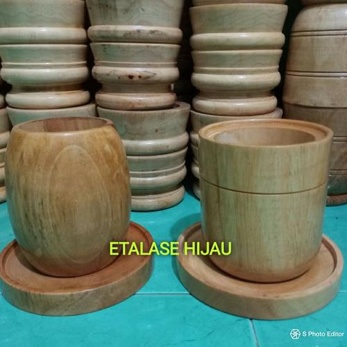 Jual Pot Bunga Kayu Tatakan Vas Bunga Tabung dan Oval - Bentuk TABUNG ...