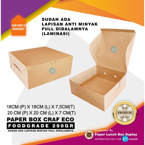 Jual BOX 20 CM X 20 CM X 7CM DAN 18 CM X 18 CM X 7,5 CM KRAFT ECO ...
