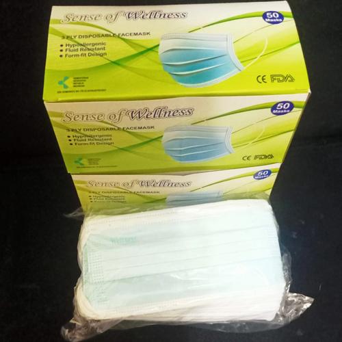 Jual masker bedah warna biru earloop surgical mask sense of wellness ...