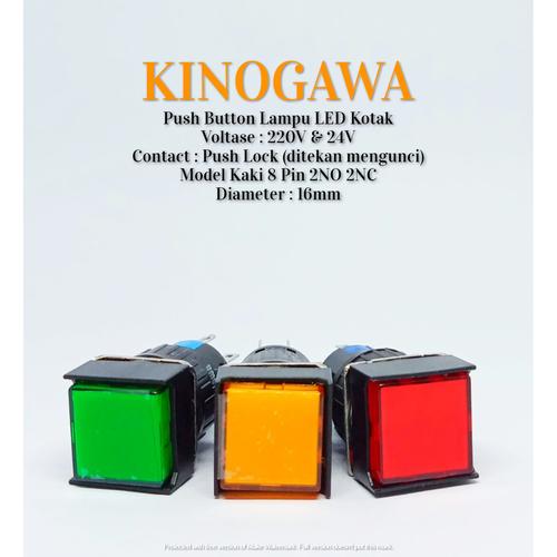 Jual Push Button Lampu LED Kotak 16mm 8 Kaki Push Lock Kinogawa - Hijau ...