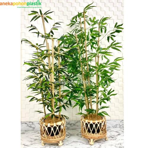 Jual Pohon Daun Bambu Hijau Kuning Latex Pot Plastik Standing Cover ...