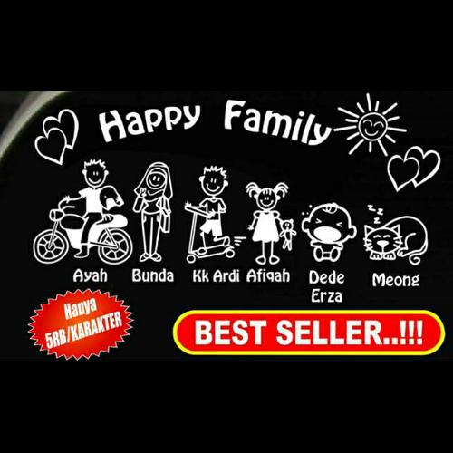 Jual Stiker Sticker Kaca Mobil Happy Family Keluarga Muslim - Putih ...