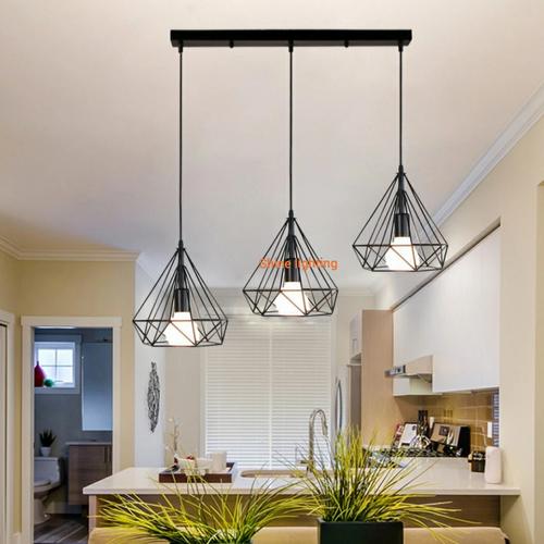 Jual Lampu gantung diamond jaring besi ruang makan tipe 118/3L BK ...