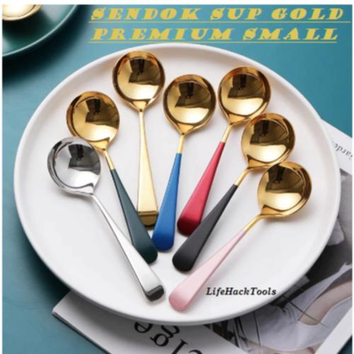 Jual Premium sendok sup bulat stainless steel small-gold tebal ala ...