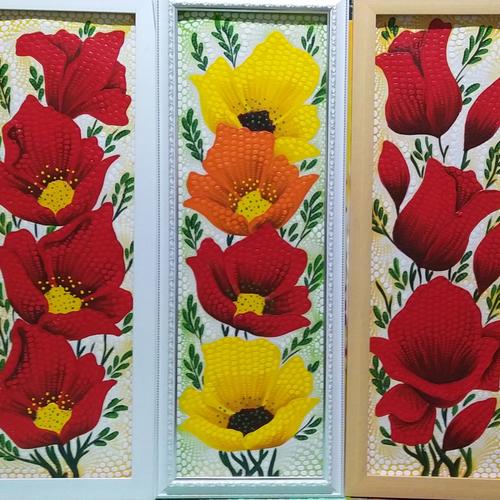 Jual lukisan bunga timbul lukisan asli bukan cetakan atau print - Hitam ...