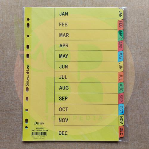 Jual Jan - Dec Divider Bantex Pembatas File Bulan Kertas 6059 A4 - Kab ...