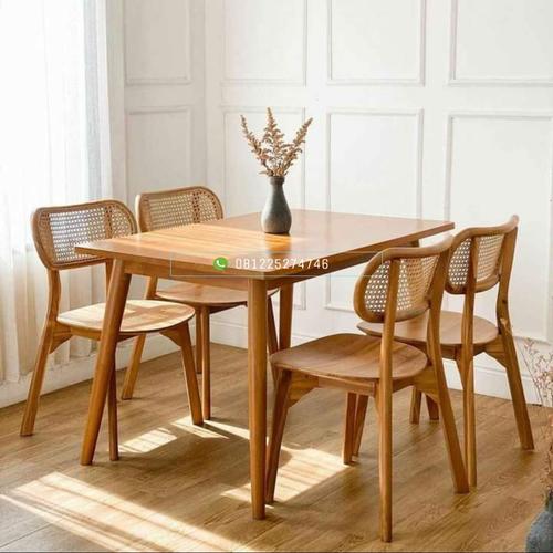 Jual Meja makan set 4 kursi rotan kayu jati - sesuai gambar, 80 x 80 cm - Kab. Jepara - Ratu ...