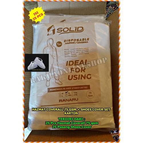 Jual Baju APD Hazmat Coverall 75 gsm + Shoe cover 1 Karton ( isi 25 pcs ...